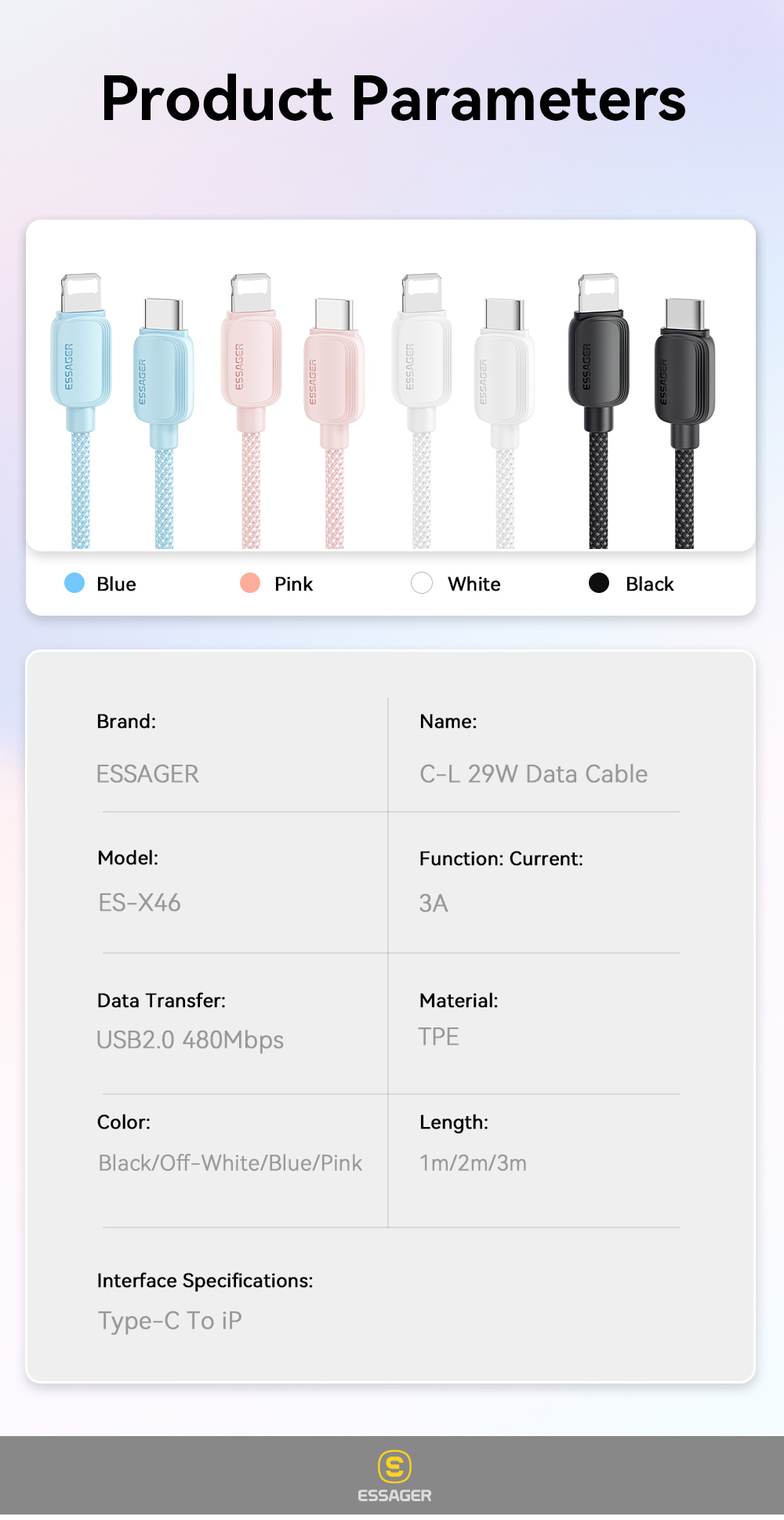 Essager Type C To L PD 29W Cable For Ip 14 Fast Charging Cord | Shopee ...