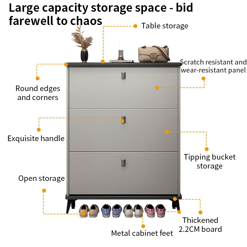 【Ultra Thin Flip Bucket Shoe Cabinet】Shoe Rack Organize Wood Flip Shoe ...
