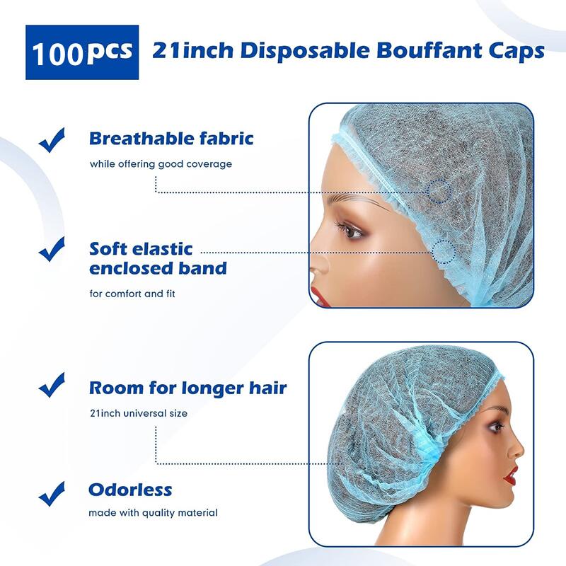 100pcs 21inch Disposable Surgical Cap Disposable Fluffy Hat Beauty Anti ...