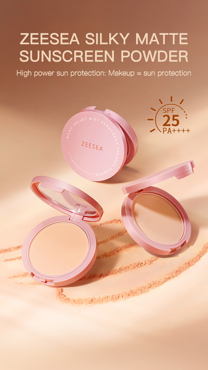 ZEESEA Sunscreen Compact Powder SPF 25 PA++++ Face Powder Oil Control Waterproof Compact Pressed ...