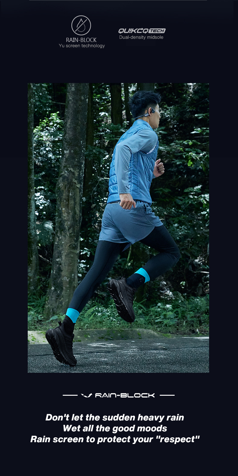 361 Degrees Fierce Rainblock Men Running Shoes Breathable Cushioning ...