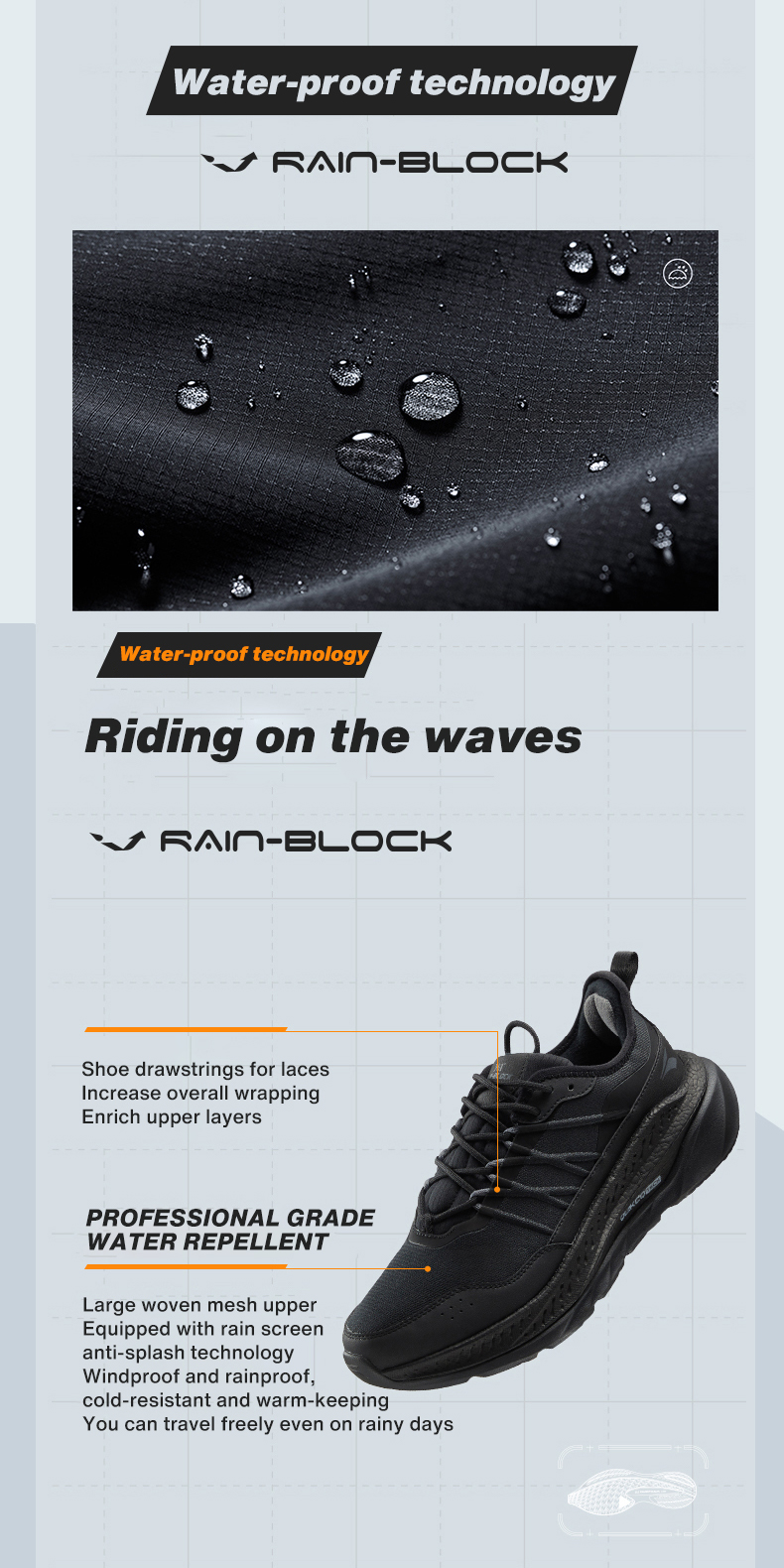 361 Degrees Fierce Rainblock Men Running Shoes Breathable Cushioning Comfortable 672342206 ...