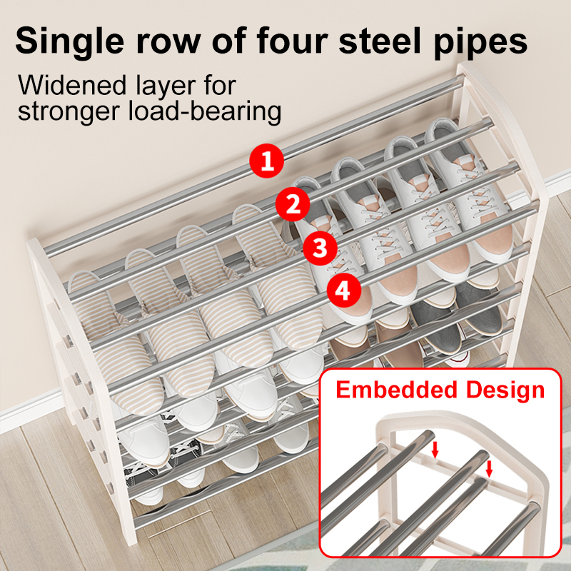 2-6 Layer Stainless Shoes Rack Shoe Cabinet Indoor Outdoor Student ...