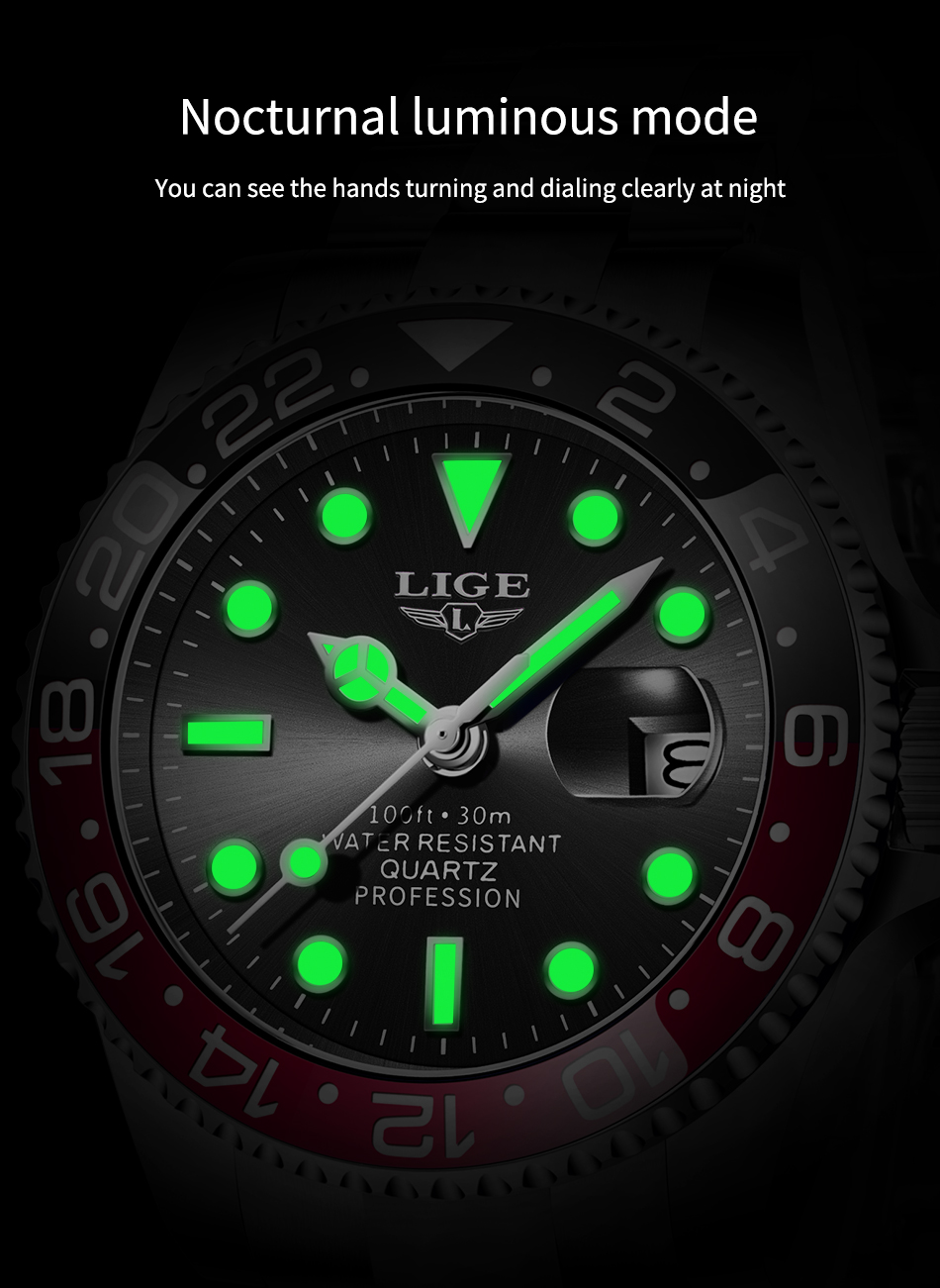 LIGE Official Watch Original Luminous Steel Relo Male Business ...