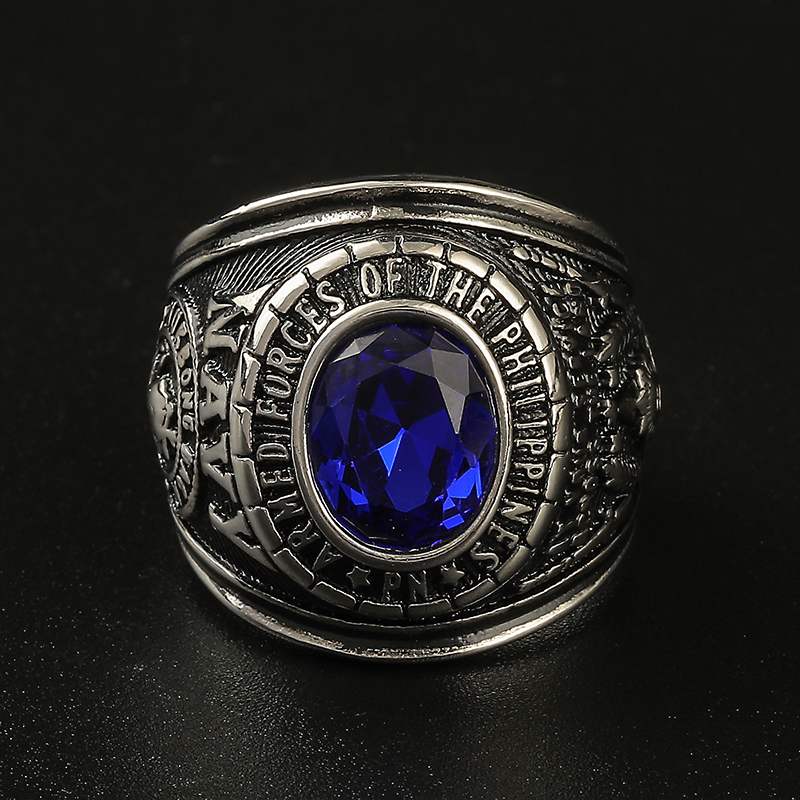 PN Bull Ring Solid Pure Stainless Steel Gemstone Philippine Navy Ring ...