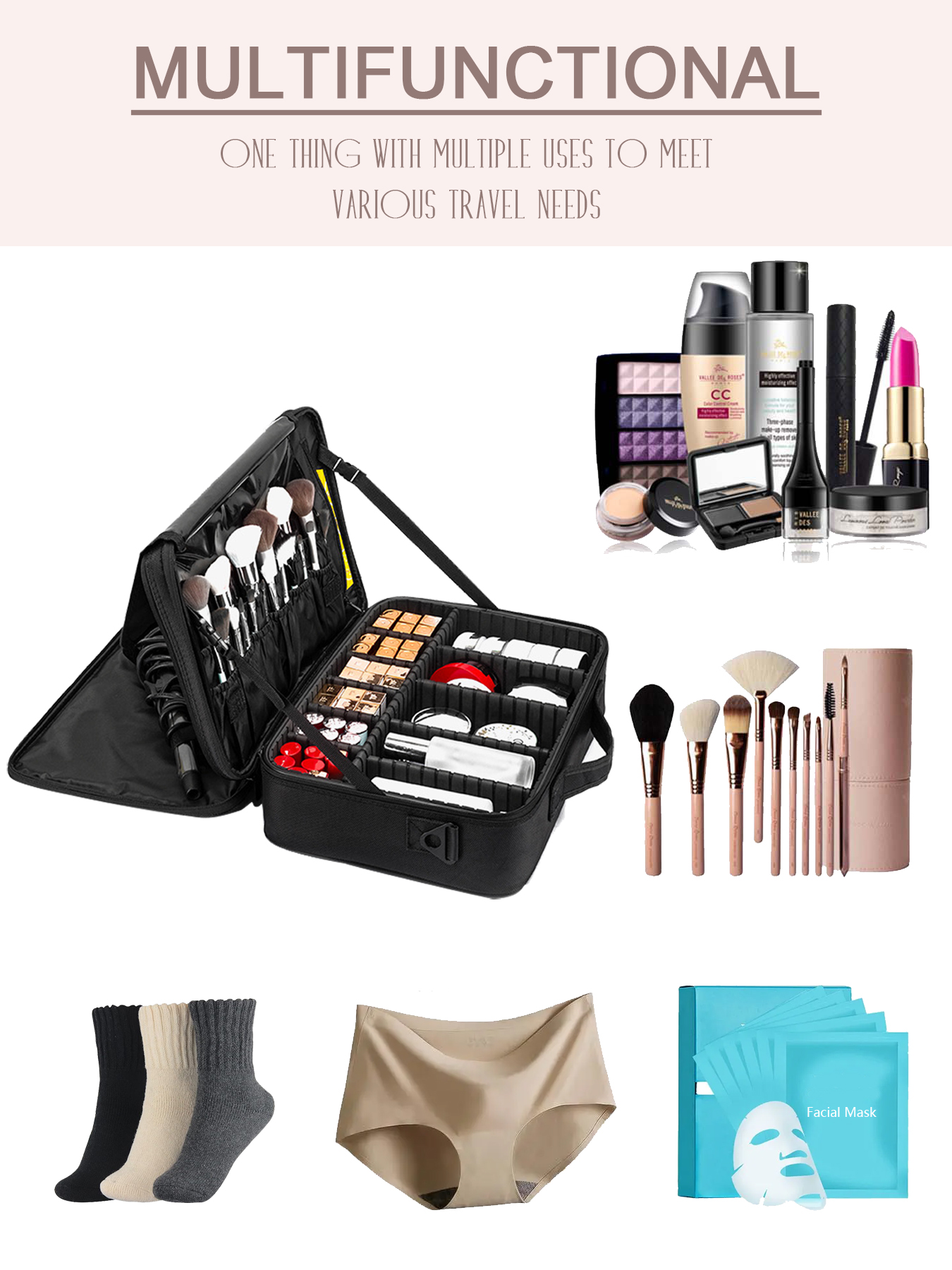 ⚡Local Spot⚡Large 3 Layers Cosmetic Organizer Make Up Bag Waterproof ...