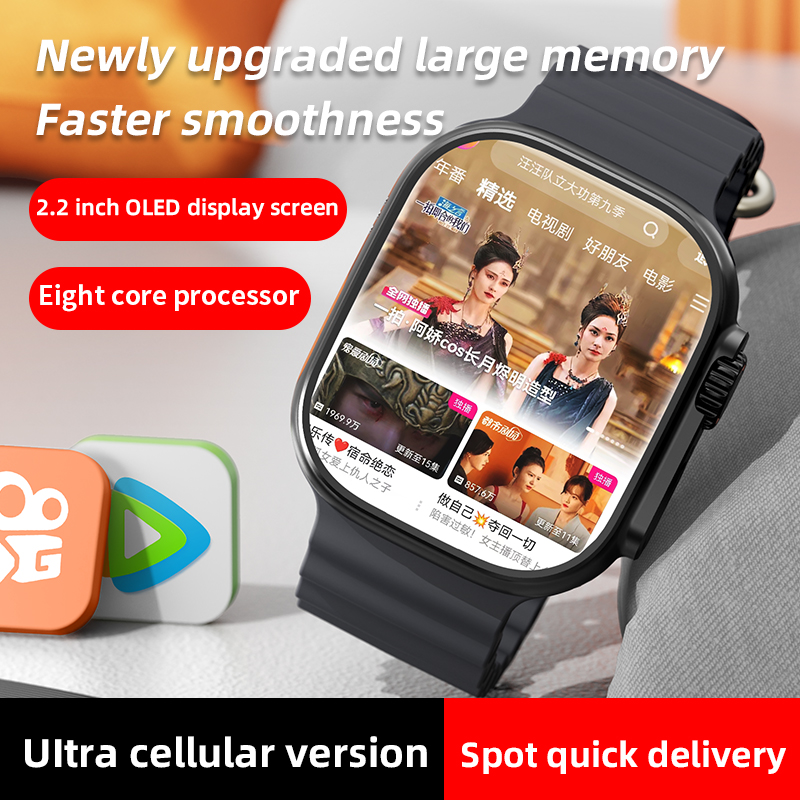 TOP 4G Android S9 Ultra Smart Watch 1:1 49mm AMOLED Screen 4 Core CPU with Camera SIM Card LTE ...