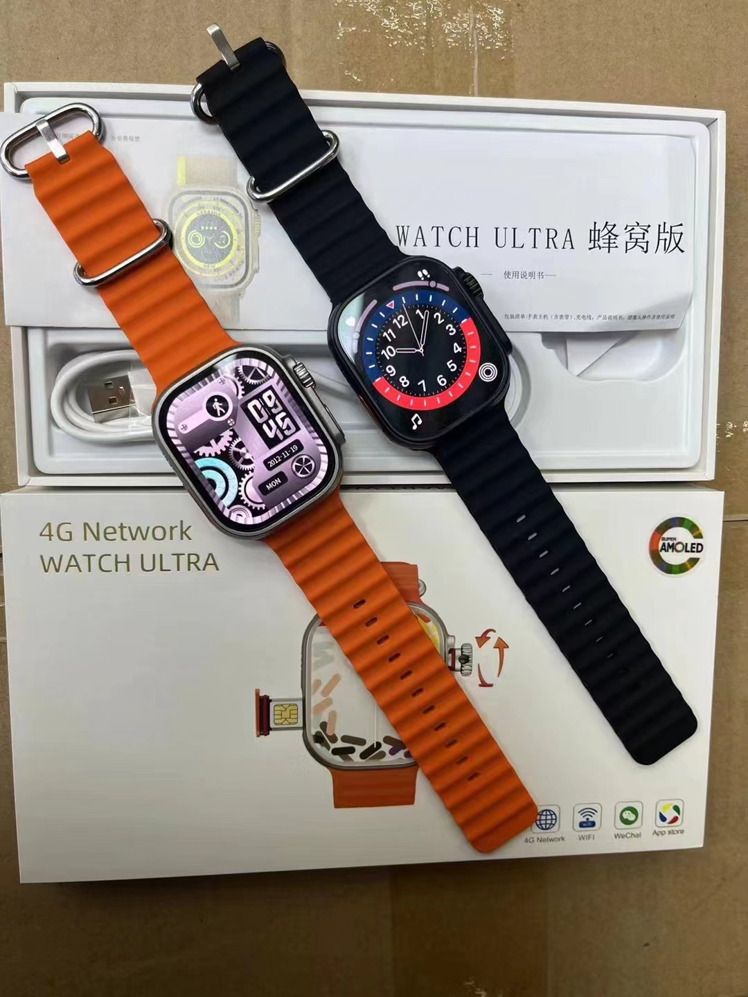 TOP 4G Android S9 Ultra Smart Watch 1:1 49mm AMOLED Screen 4 Core CPU with Camera SIM Card LTE ...