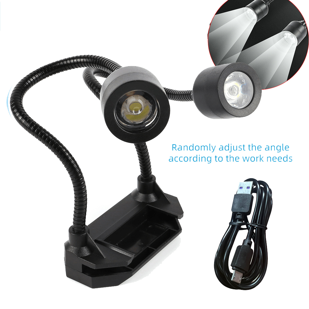 Clamp USB Dual Gooseneck Adjustable LED Spot Light Illuminator Lamp ...