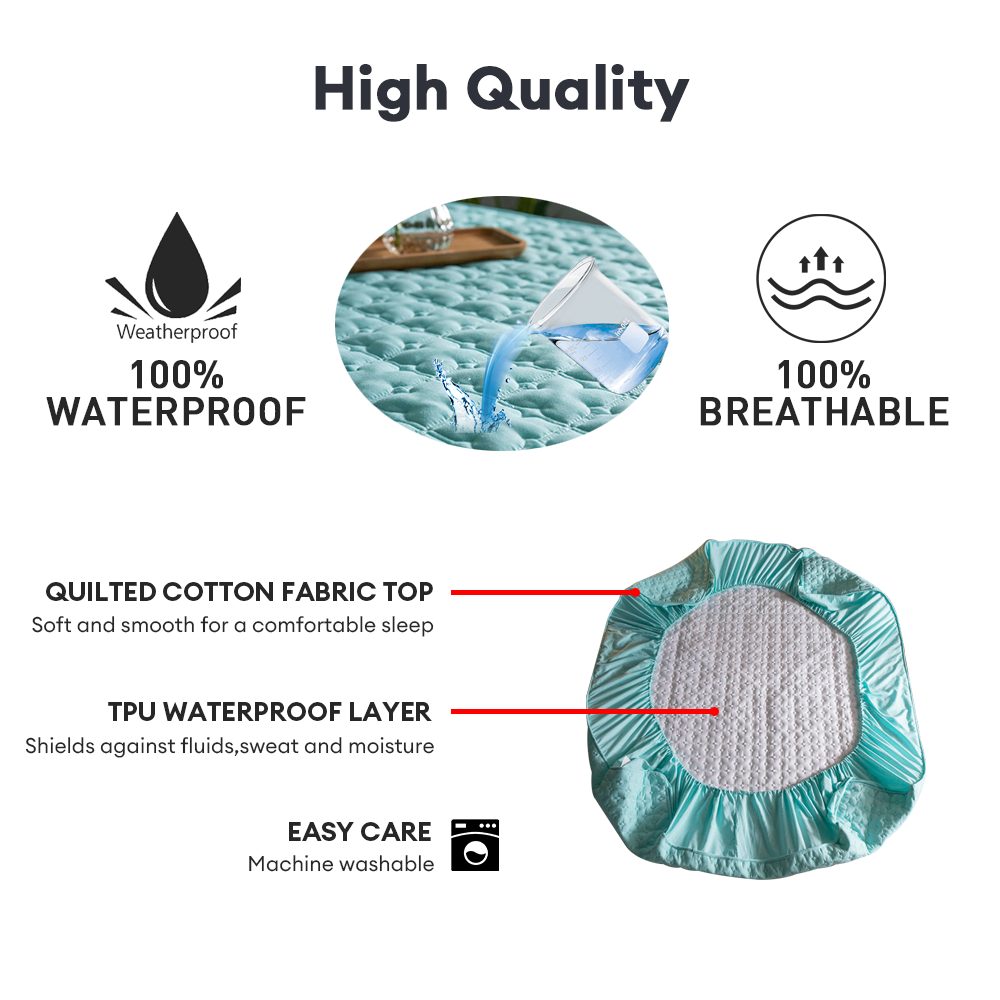 100% Waterproof Bedsheet Cotton Fitted Bed Sheet Mattress Protector ...