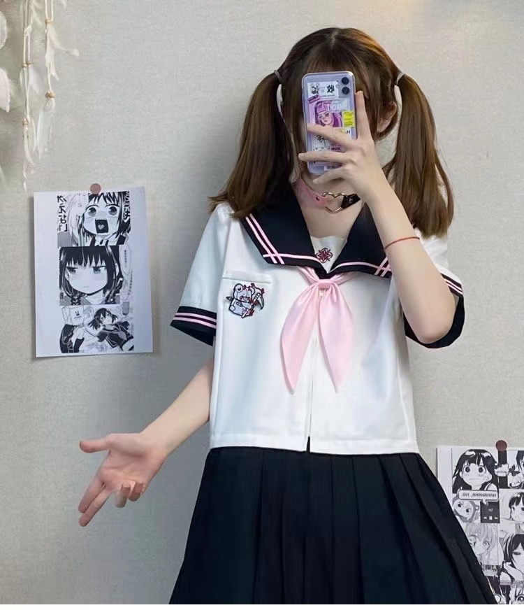 Girls Ribbon goldfish knot bow tie student triangle scarf Tie Necktie Choker For JK Uniforms ...