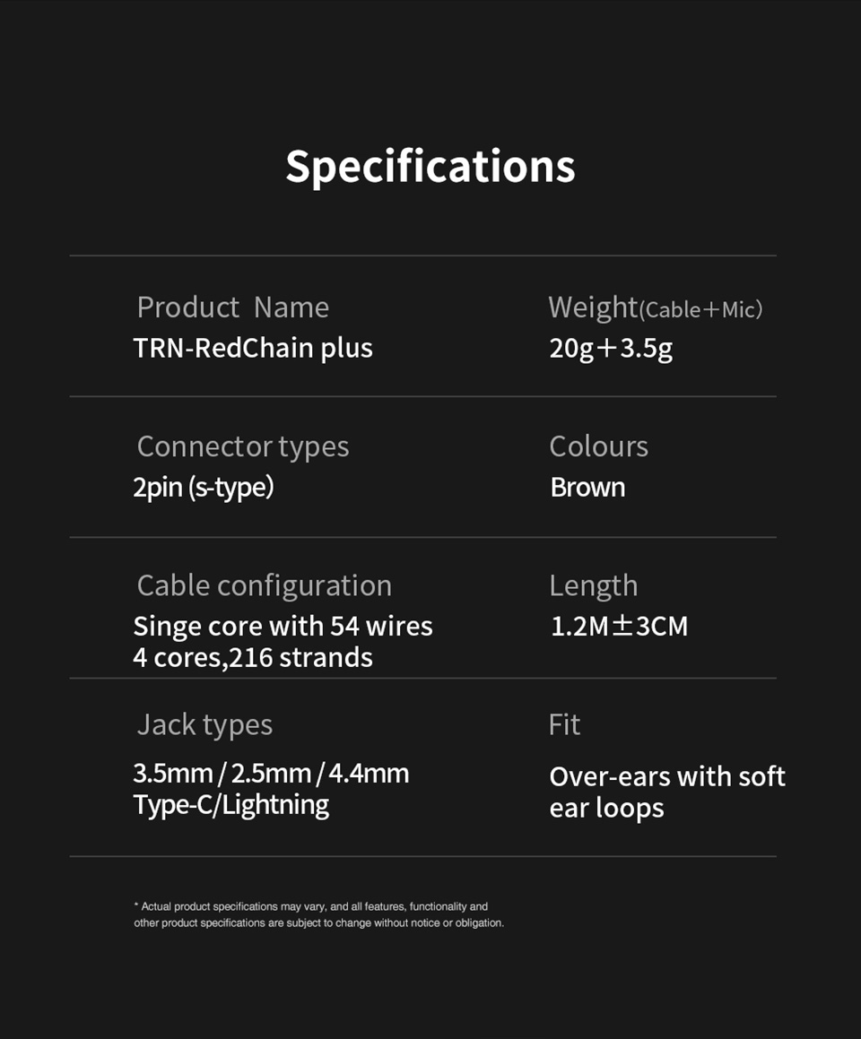 TRN RedChain-Plus Earphones Cable Four-core Copper-silver Mixed-braided ...