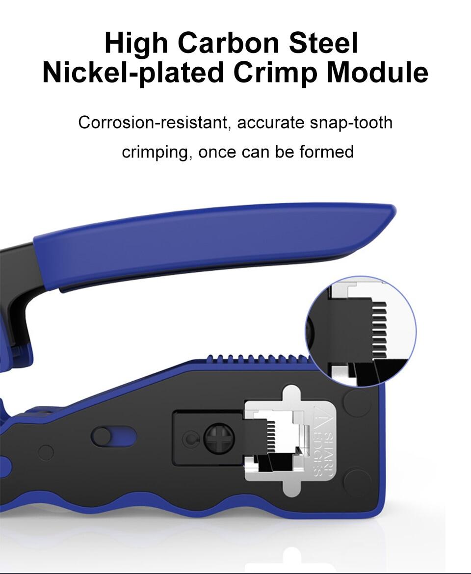 JT-COM Pass Through Crimping Tool for Cat6a Cat6 Cat5 Cat5e Cat7 ...