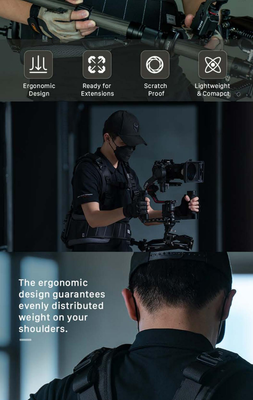 TILTA GSS-T01-SS Float Shoulder Support for DJI Ronin RS 2/RS3 pro ...