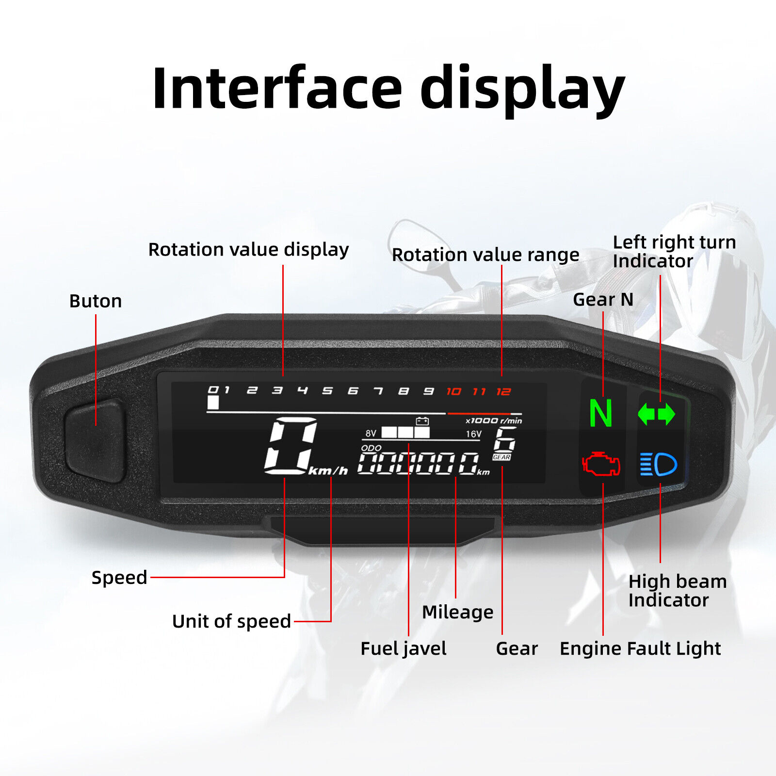 Mini Universal RPM Motorcycle Meter Speedometer Digital Odometer For ...