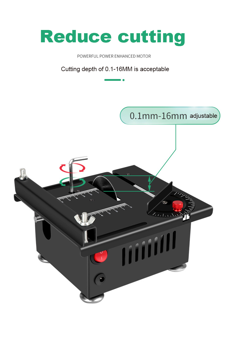 DEKES Table Saw Mini Desktop Electric Circular Cutter Speed Angle ...