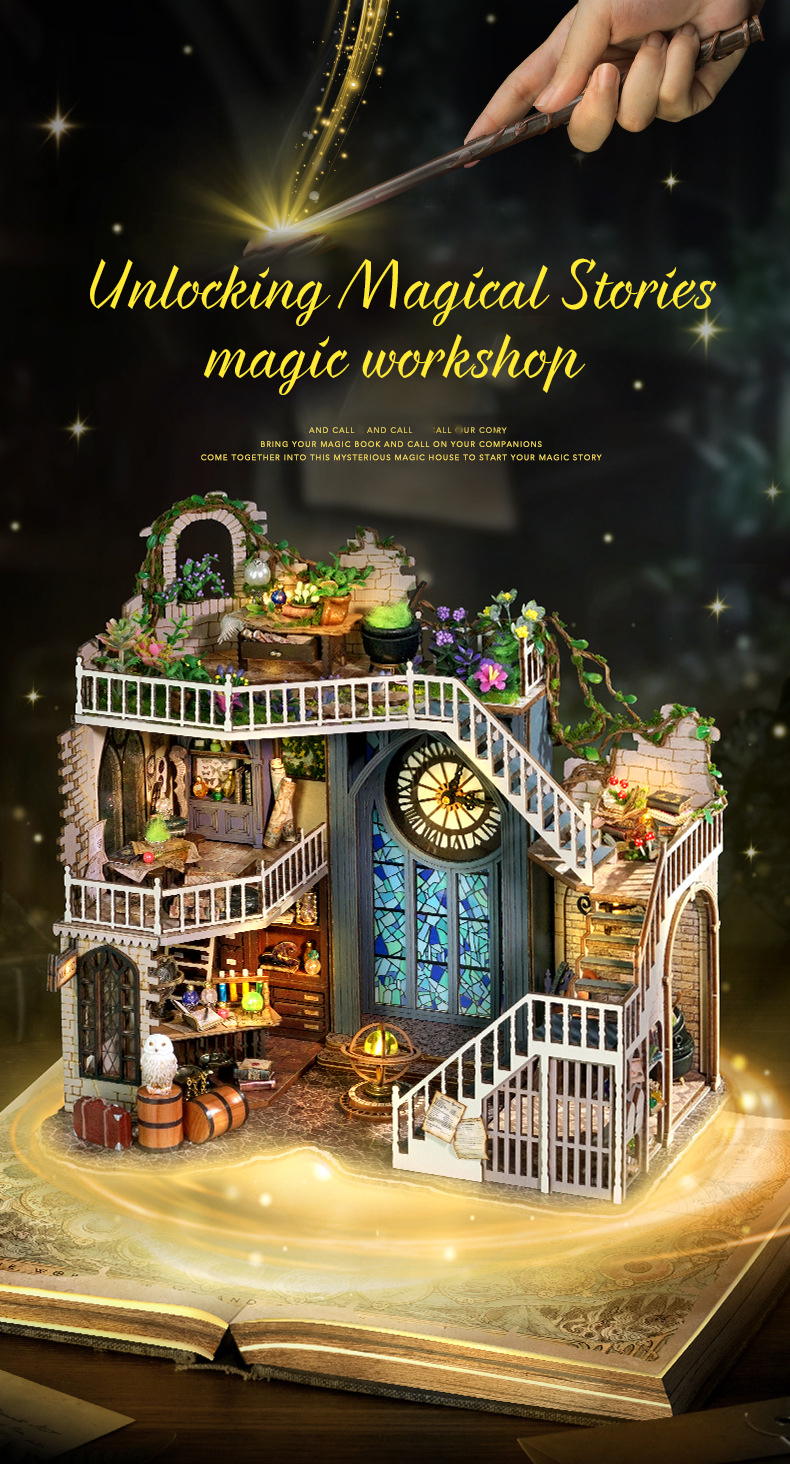 CUTEBEE Magic DollHouse 3D Miniature House Retro Magic DIY house With ...