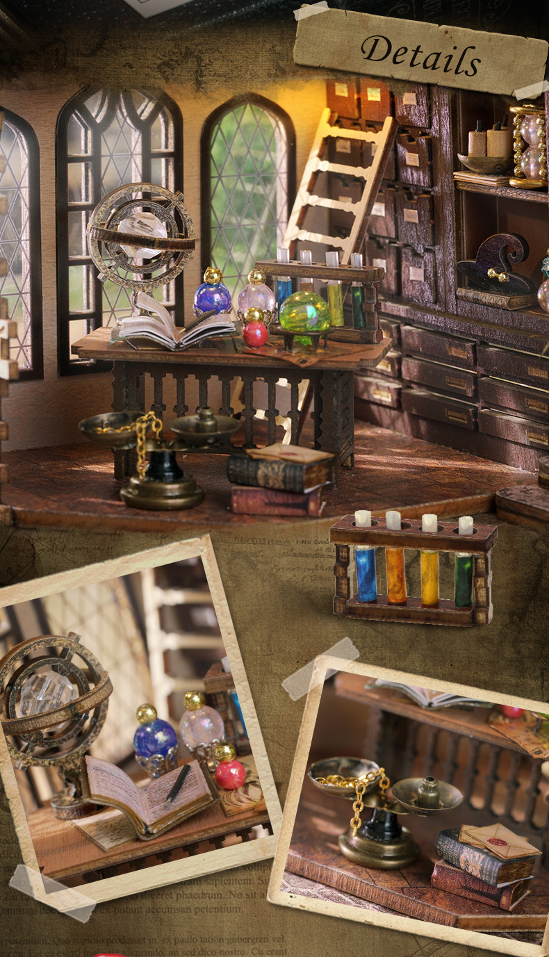 CUTEBEE Magic DollHouse 3D Miniature House Retro Magic DIY house With ...