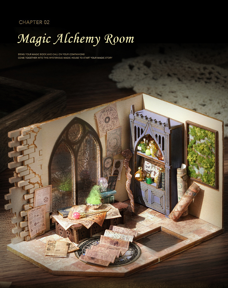 CUTEBEE Magic DollHouse 3D Miniature House Retro Magic DIY house With ...