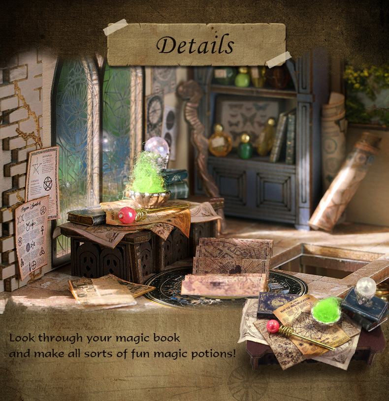 CUTEBEE Magic DollHouse 3D Miniature House Retro Magic DIY house With ...