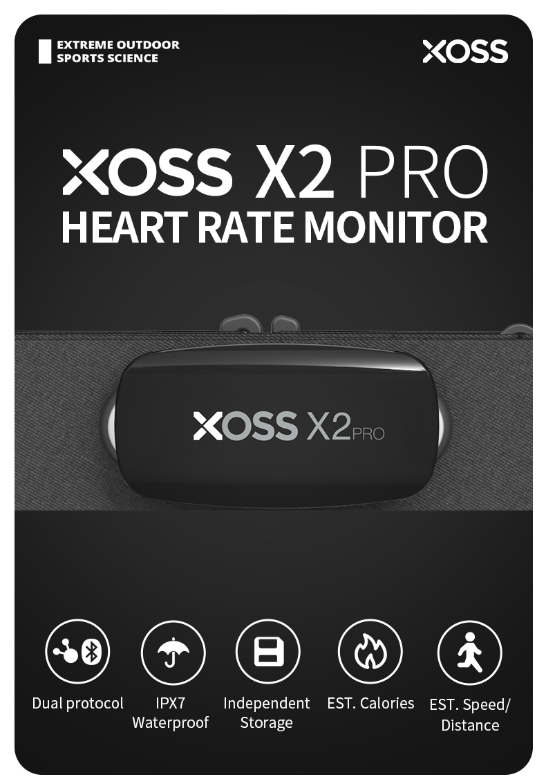 （Local Ship）XOSS X2 Pro Heart Rate Sensor Independent Record Chest ...
