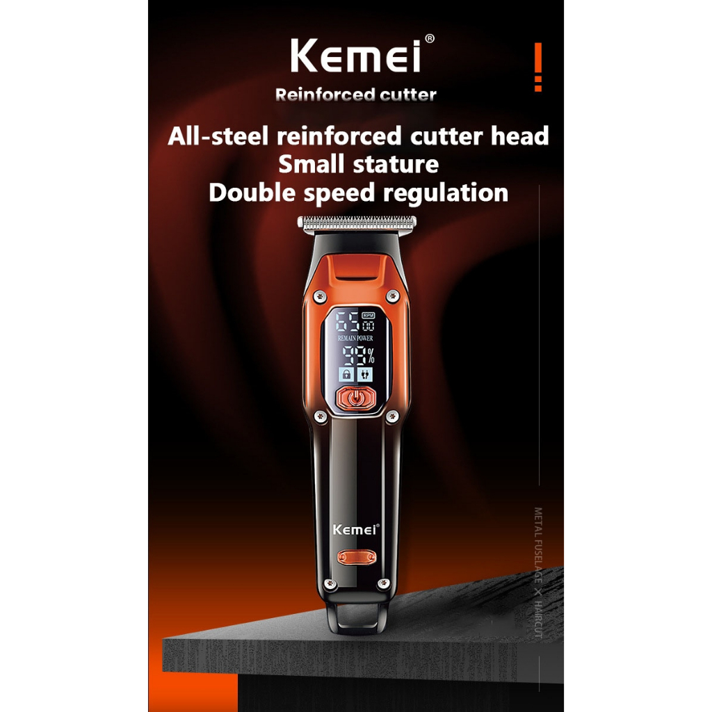 Kemei KM-658 Hair clipper Cord or Cordless Use Hair Trimmers for Men LED LCD Digital Barber ...