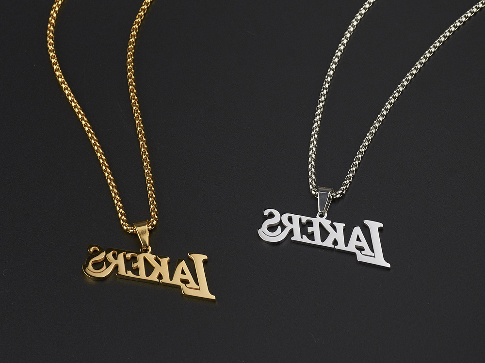 NBA Lakers Titanium Steel Logo Commemorative Necklace Hip Hop Style ...