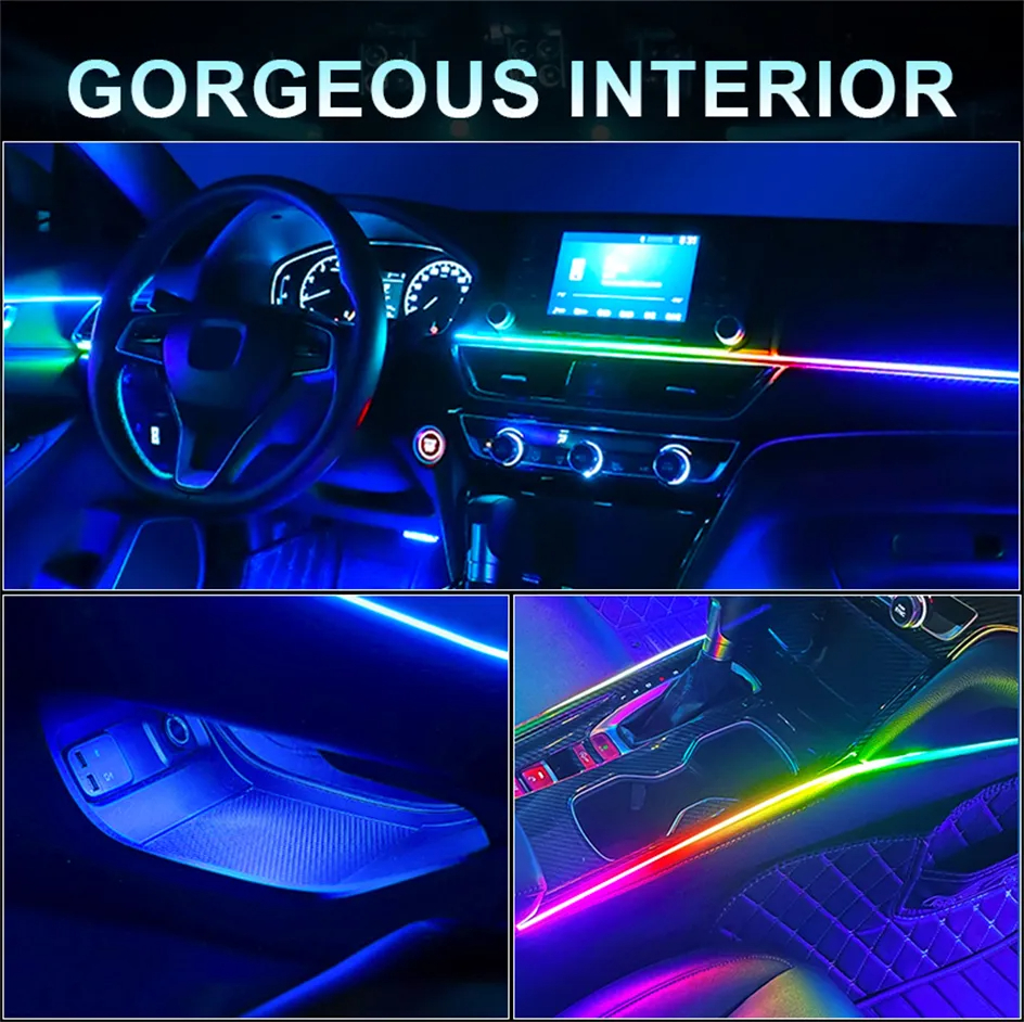 ((22 In 1) LED Car Ambient Light Car LED Light Strip Symphony Acrylic ...