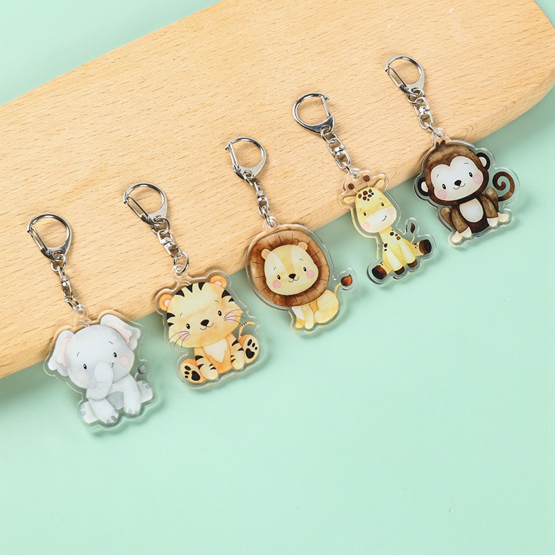 5pcs Jungle Animal Keychains Ornaments Safari Animal Pendant Wild One ...