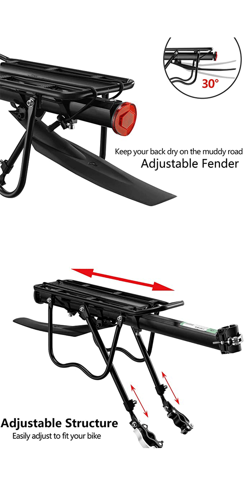 ROCKBROS Bike Rack Quick Release Bicycle Cargo Rack Rear Bike Pannier ...