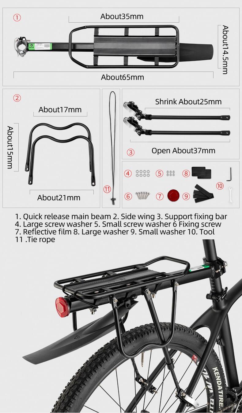 ROCKBROS Bike Rack Quick Release Bicycle Cargo Rack Rear Bike Pannier ...