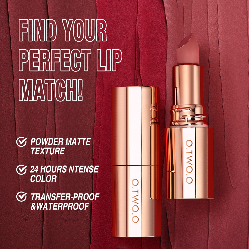 O.TWO.O Matte Lipstick Misty Kiss Lock Color Silky 24H Long Lasting Lip ...