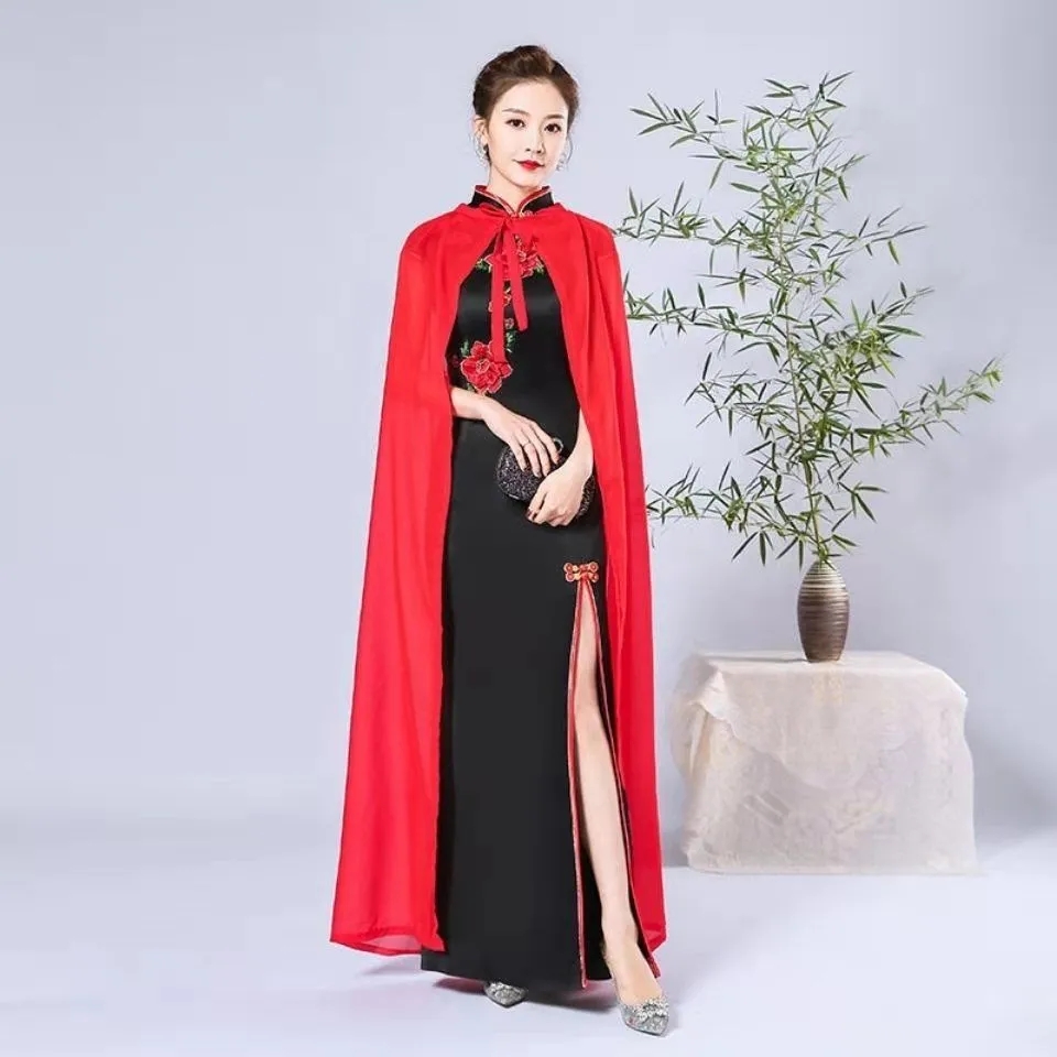 CHINA tradition hanfu cape Cloak Red Cloak Thin Shawl Women's Clothing ...