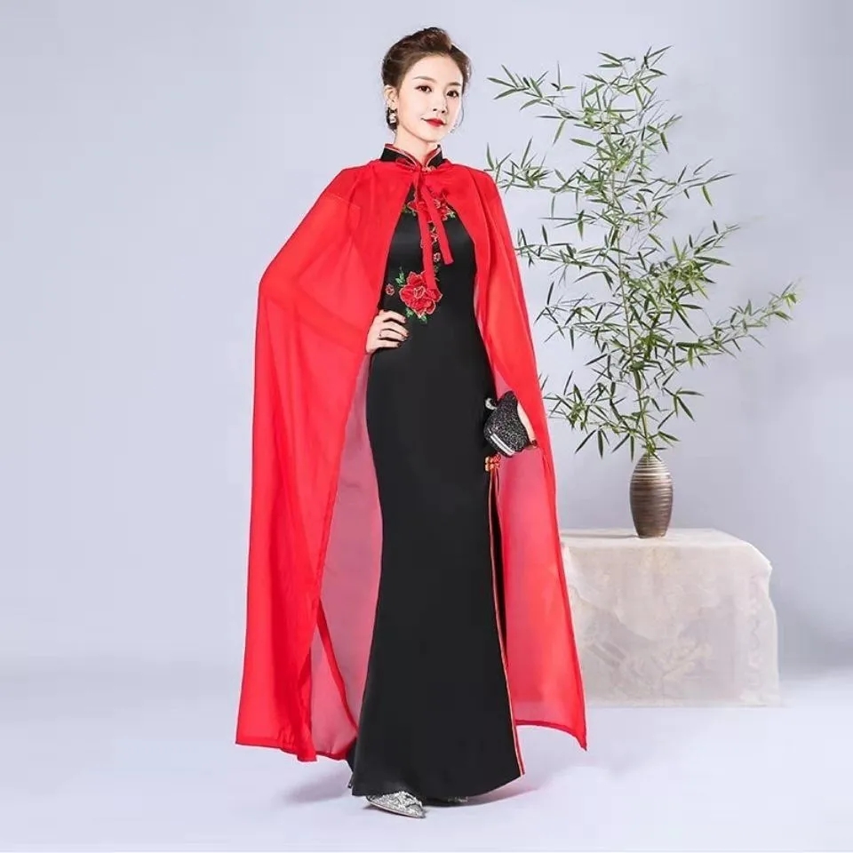 CHINA tradition hanfu cape Cloak Red Cloak Thin Shawl Women's Clothing ...