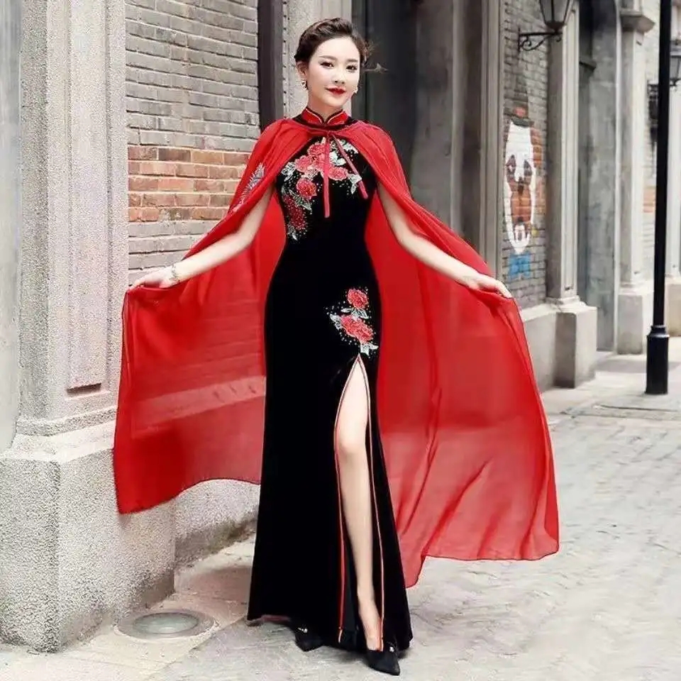 CHINA tradition hanfu cape Cloak Red Cloak Thin Shawl Women's Clothing ...