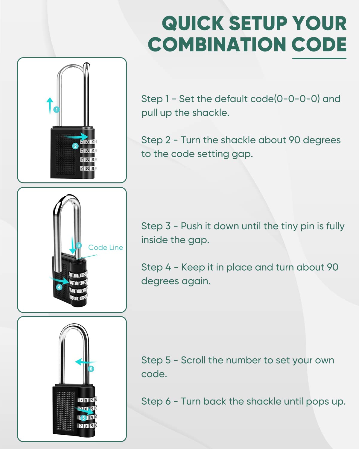 Door Lock Padlock 4 Digit Dial Combination Outdoor Weatherproof Suitcase Metal Code Password