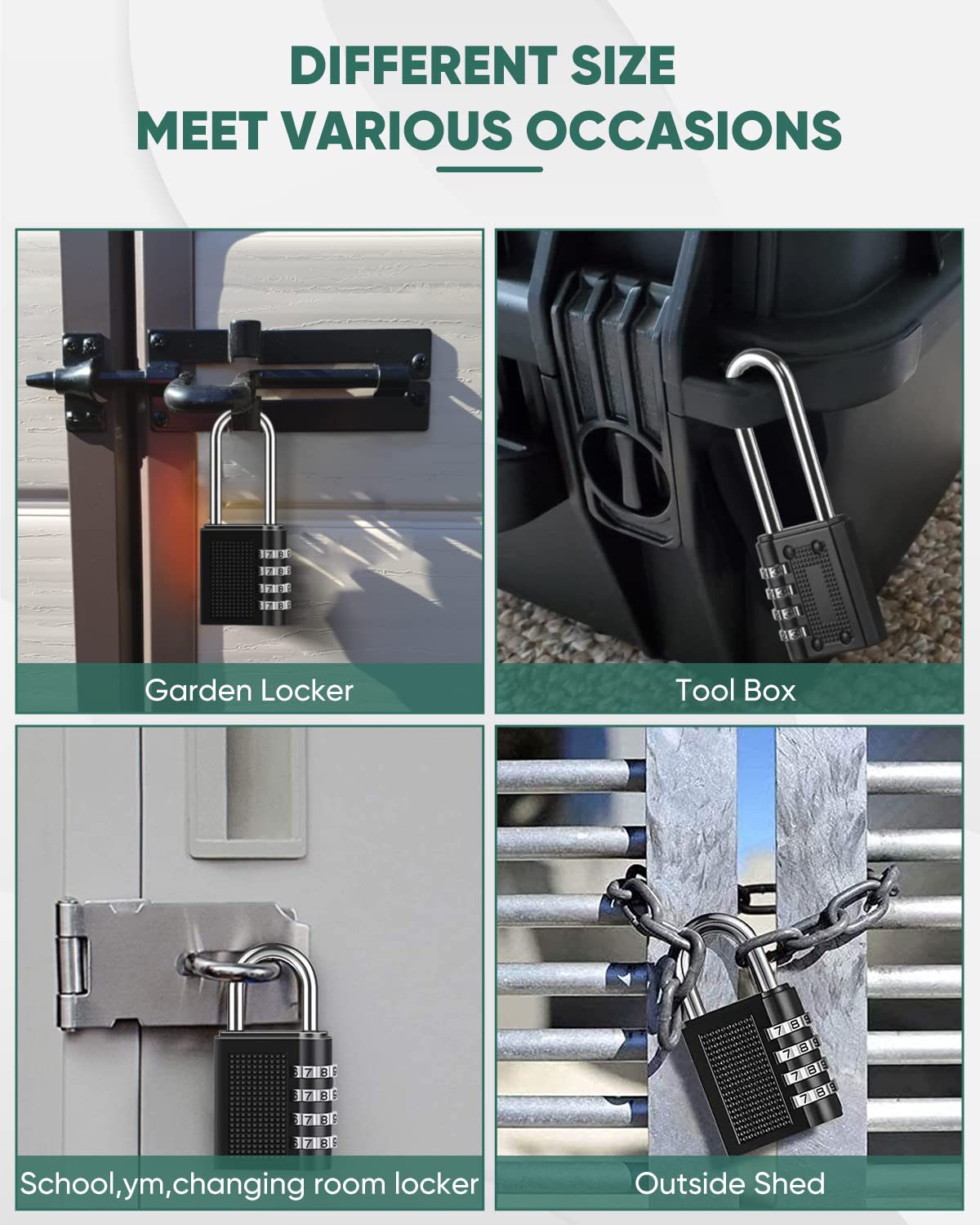 Door Lock Padlock 4 Digit Dial Combination Outdoor Weatherproof ...