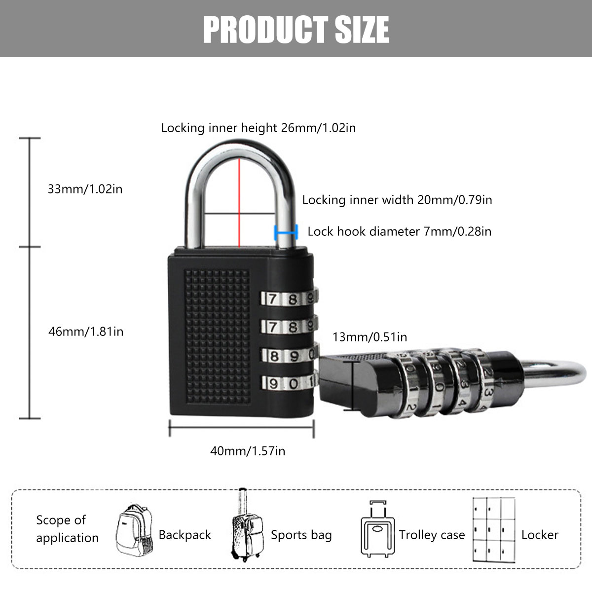Door Lock Padlock 4 Digit Dial Combination Outdoor Weatherproof ...