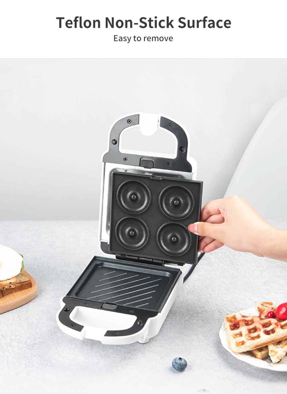 Simplus 2 in 1 Donut/Waffle/Sandwich Maker Bread Maker Toaster Electric ...