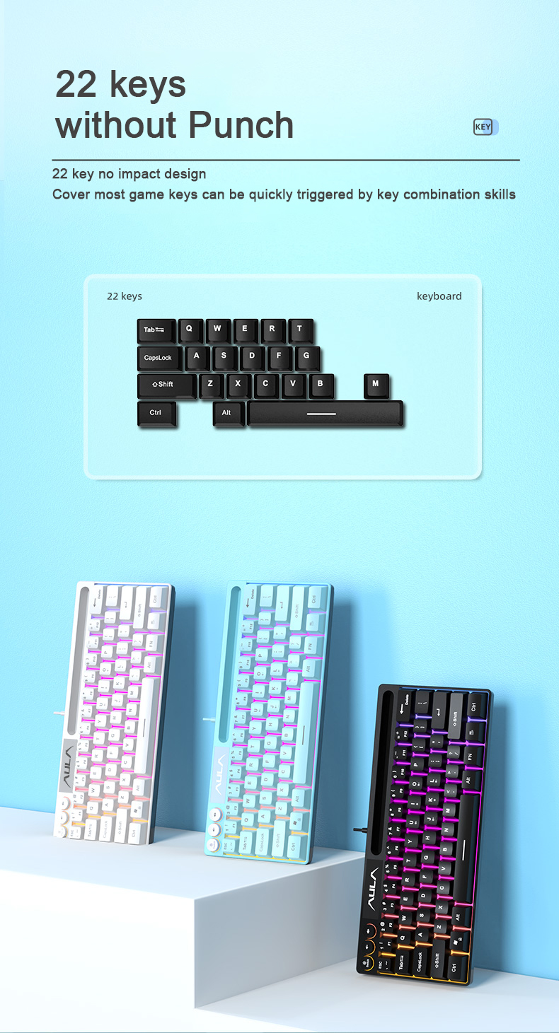 AULA F3061 61Keys Wired RGB Gaming Keyboard Membrane Keyboard USB ...