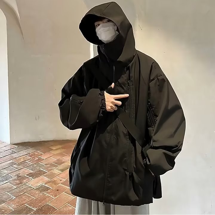 Japanese Style Functional Black Samurai Jacket Jacket Men Autumn ...