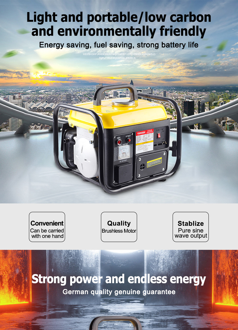 Portable Gasoline Generator Set 950W Household Outdoor Small Generator ...