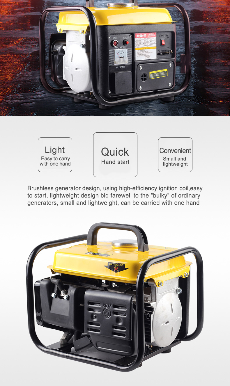 Portable Gasoline Generator 2-Stroke Engine 950W/60HZ Small Household ...
