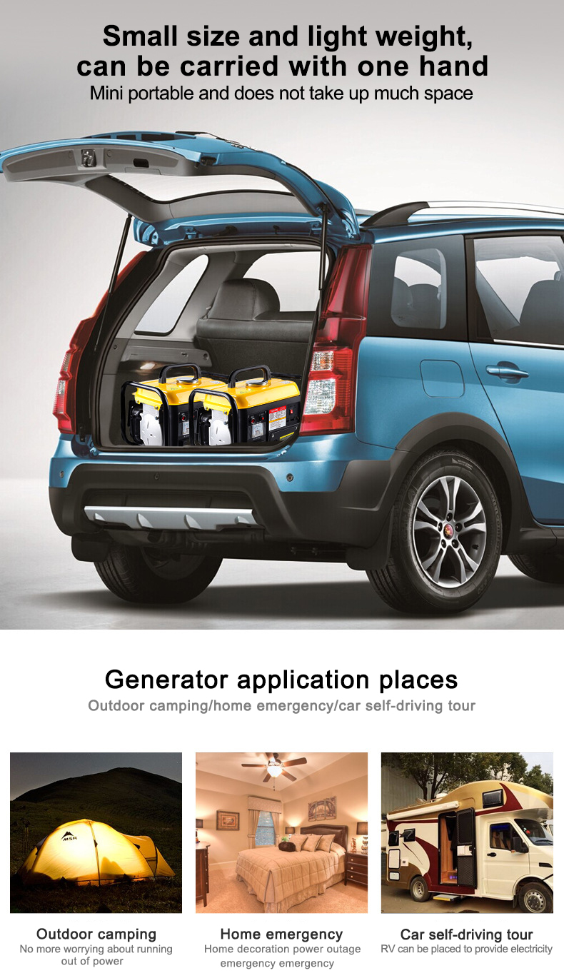 Portable Gasoline Generator Set 950W Household Outdoor Small Generator ...