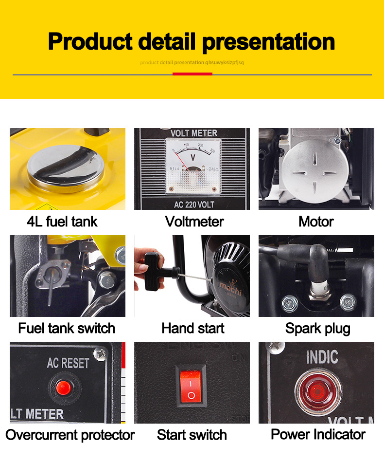 Portable Gasoline Generator 2-Stroke Engine 950W/60HZ Small Household ...