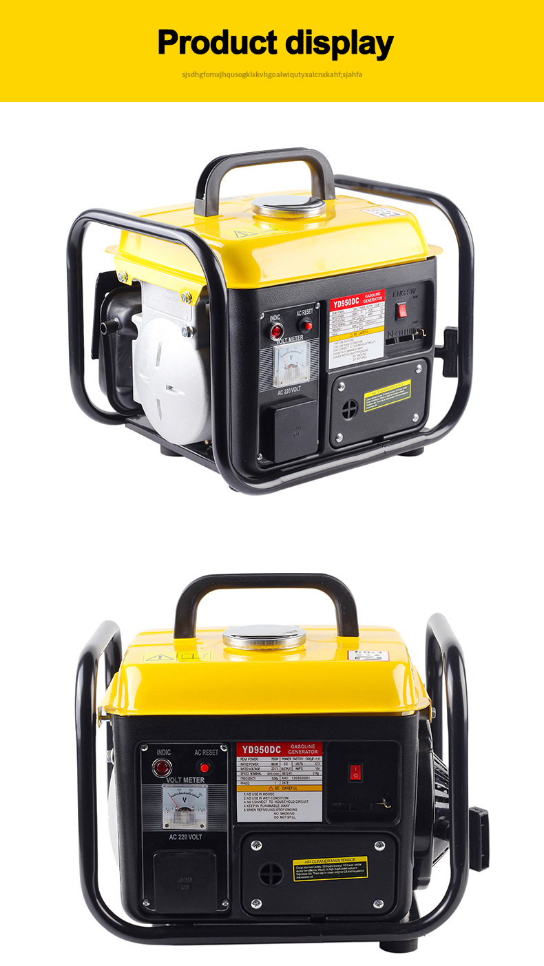 950W/60Hz Gasoline Generator Single Phase Portable Industrial ...