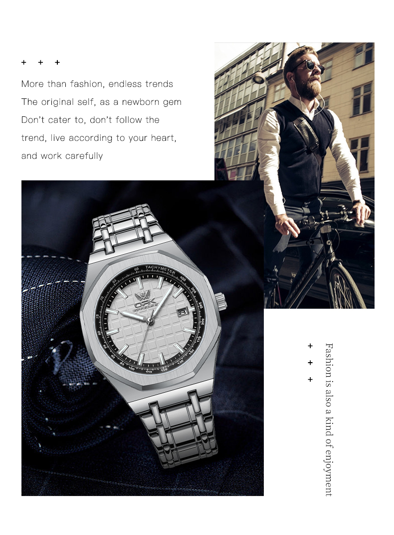 OPK Watch For Men Waterproof Original Quartz Stainless Steel Luminous ...