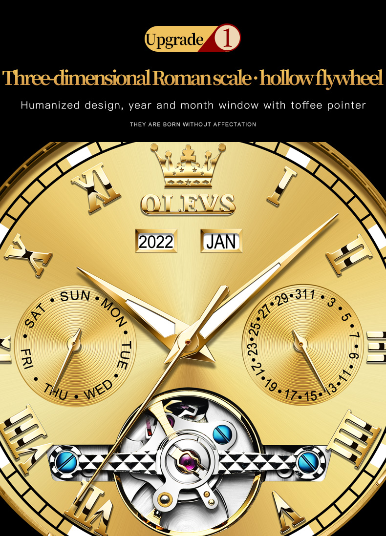 OLEVS Watch For Men Waterproof Original Authentic Mechanical Automatic ...