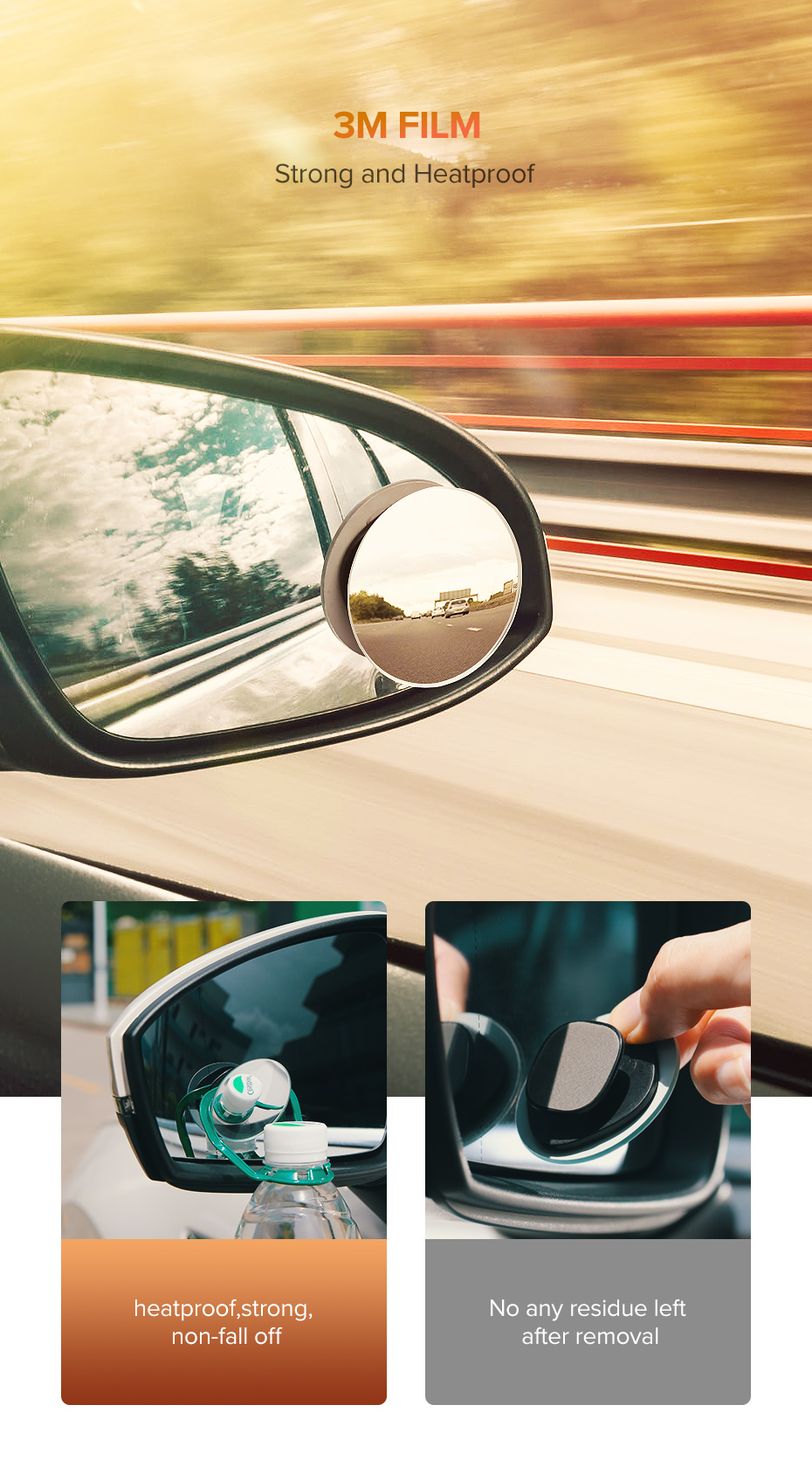 UGREEN Car Mirror 360°HD Blind Sport Mirrior Wide Angle Round Convex ...