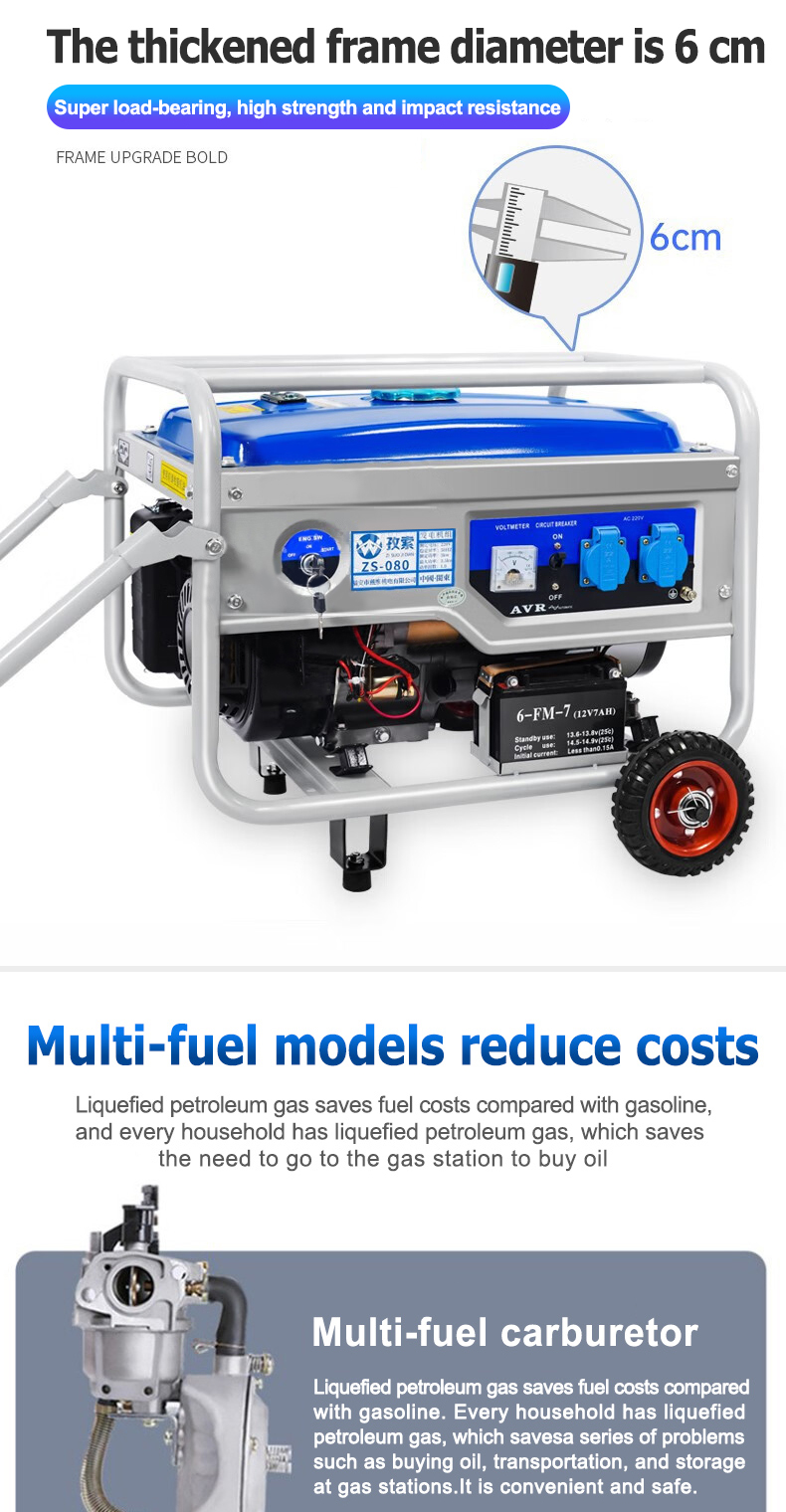 Gasoline Generator 4KW/60Hz Single Phase 4-Stroke Generator 220V ...